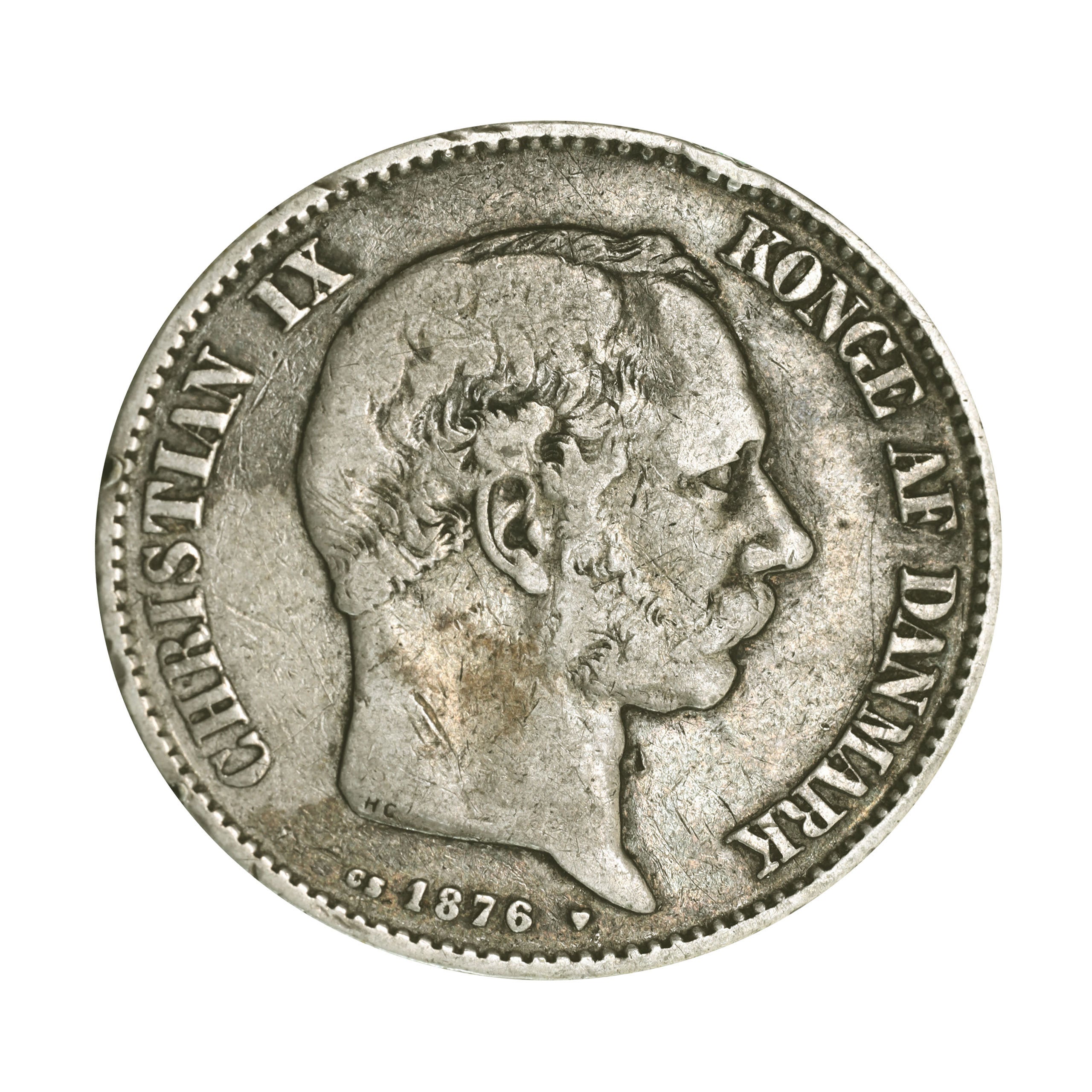 デンマーク 1876HC 2クローネ 銀貨 クリスチャン9世 Denmark 2 Kroner silver Christian IX ...