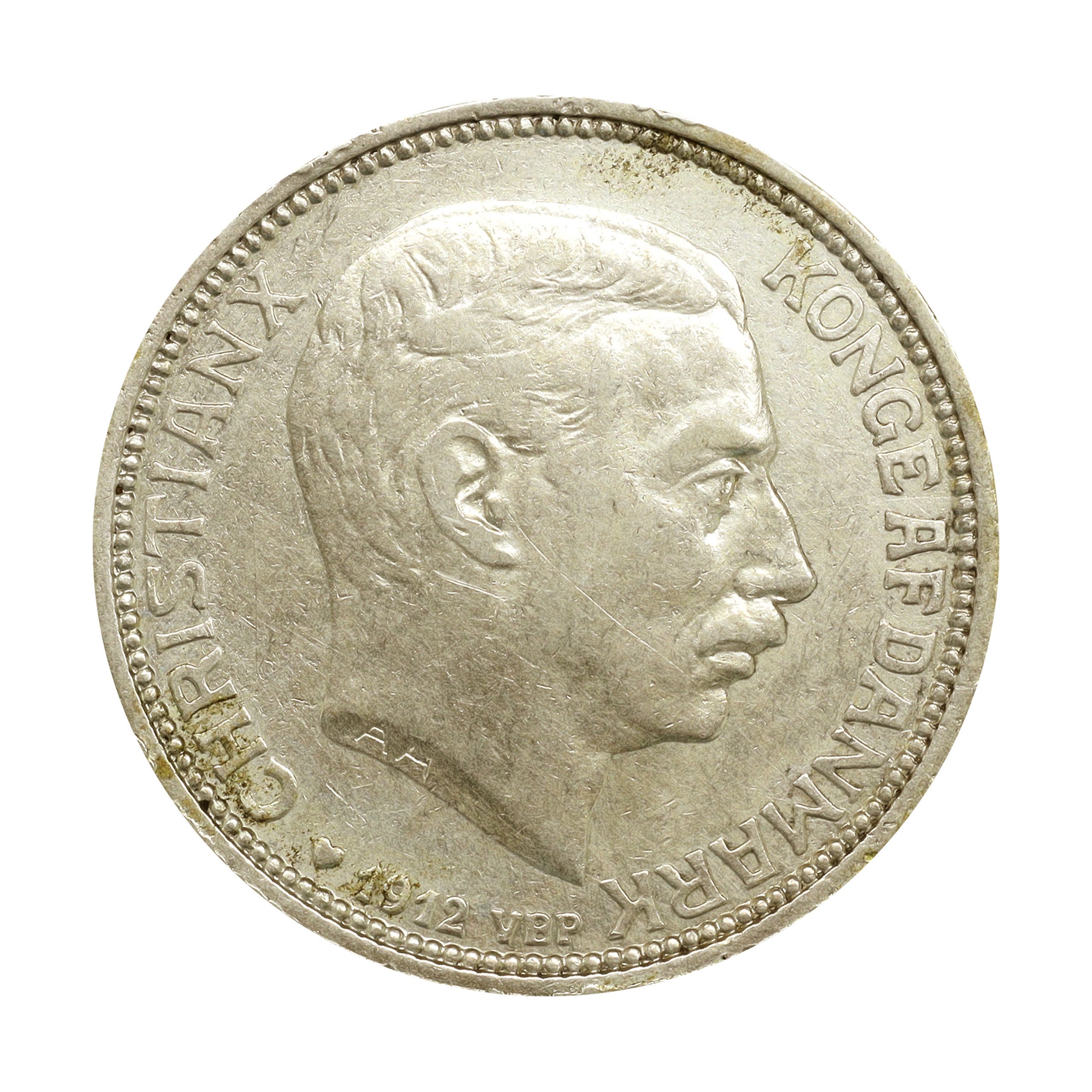 デンマーク 1912V 2クローネ 銀貨 フレデリック8世 クリスチャン10世 死去・即位記念 Denmark 2 Kroner silver ...